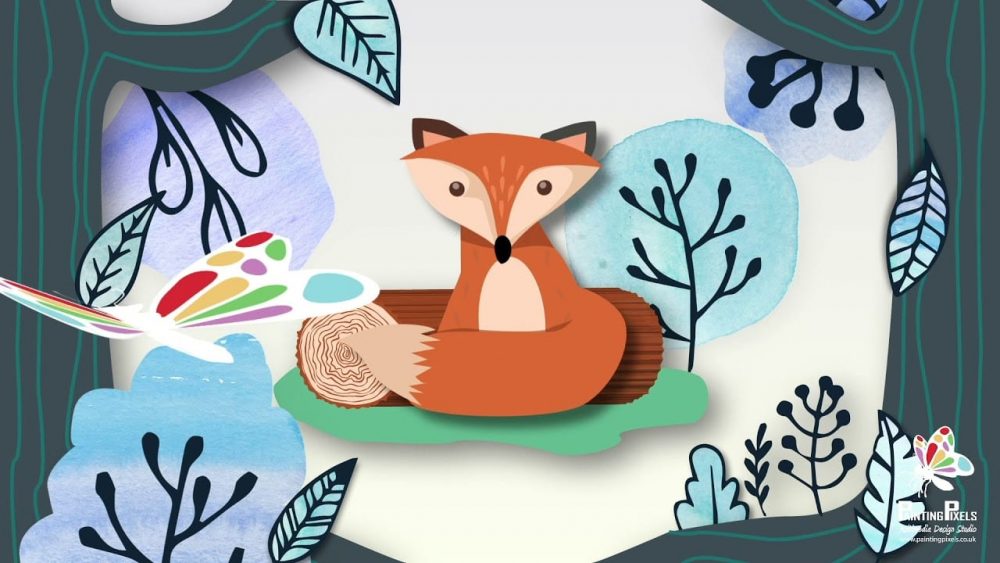 Stylised 2D Animation Scene of Fox in the Woods - Ipswich UK